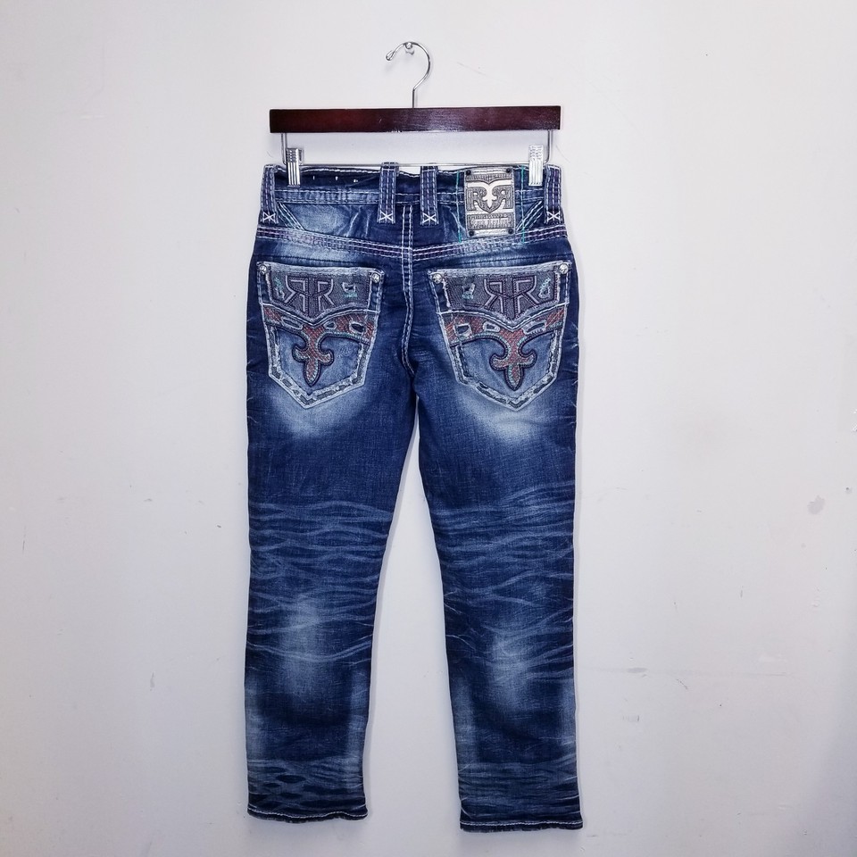 Rock Revival Straight Jeans 28x28 Blue Denim | eBay