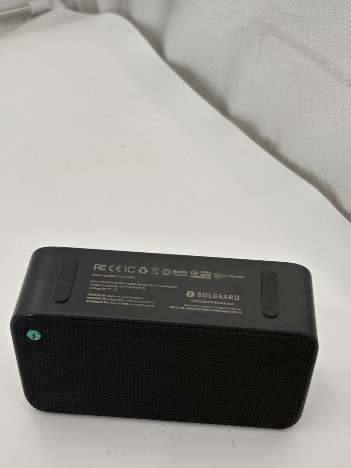 Solgaard Solar Boombox Bluetooth Speaker Black 11,000mAh Battery ...