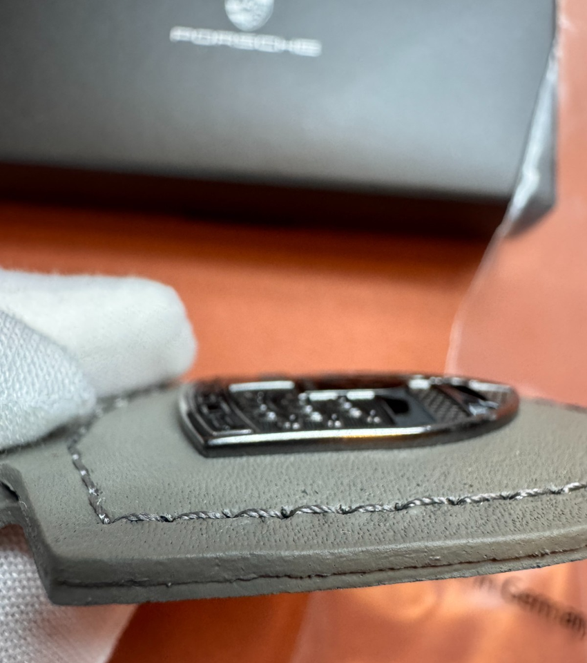 Porsche Exclusive Coat Of Arms Turbonite Gray Leather Keychain - Crest ...