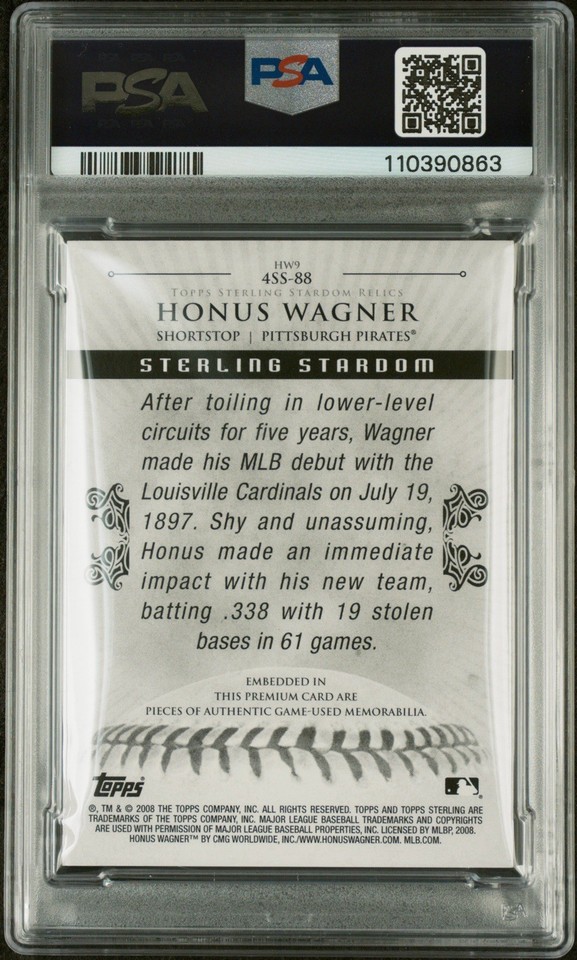 HONUS WAGNER 2008 TOPPS STERLING PSA 6 ! *POP 1 ! *ROOKIE YEAR/QUAD RELICS ! | eBay