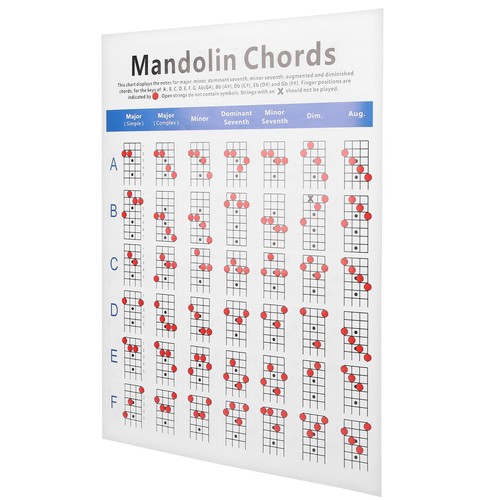 Practical Mandolin Chord Chart Fretboard Notes Coated Paper For ...