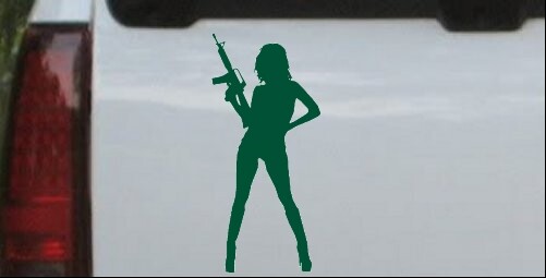 Sexy Girl With AR15 Machine Gun Decal Car or Truck Window Laptop Decal ...