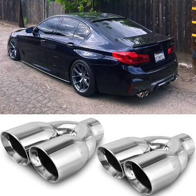For 5 Series G30 540i 550i 2.5" to 3.5" Dual Exhaust Pipe Quad Tips ...
