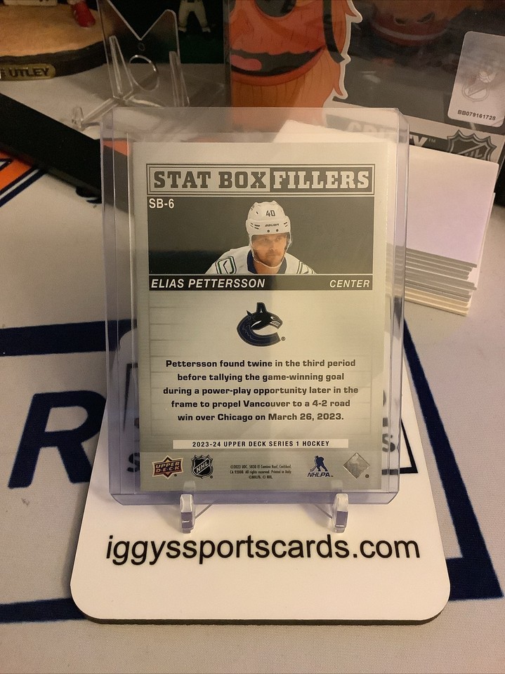 ELIAS PETTERSSON STAT BOX FILLERS 2023-24 Upper Deck Series 1 Hockey ...