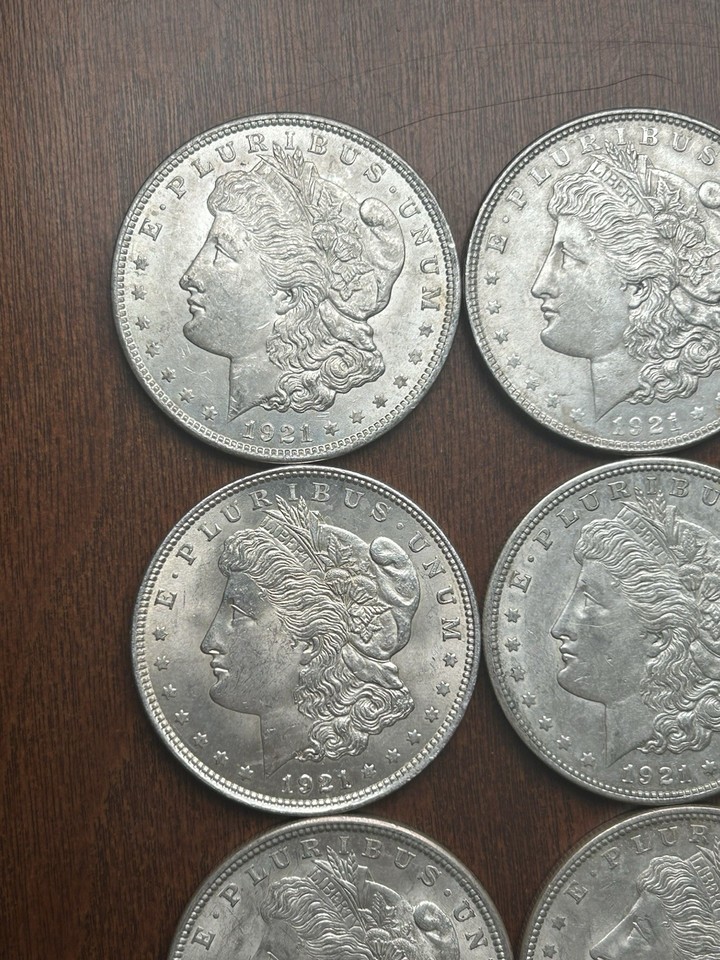 Lot of 9 Morgan Silver Dollars High Grade AU BU Set Silver Coins Dated ...