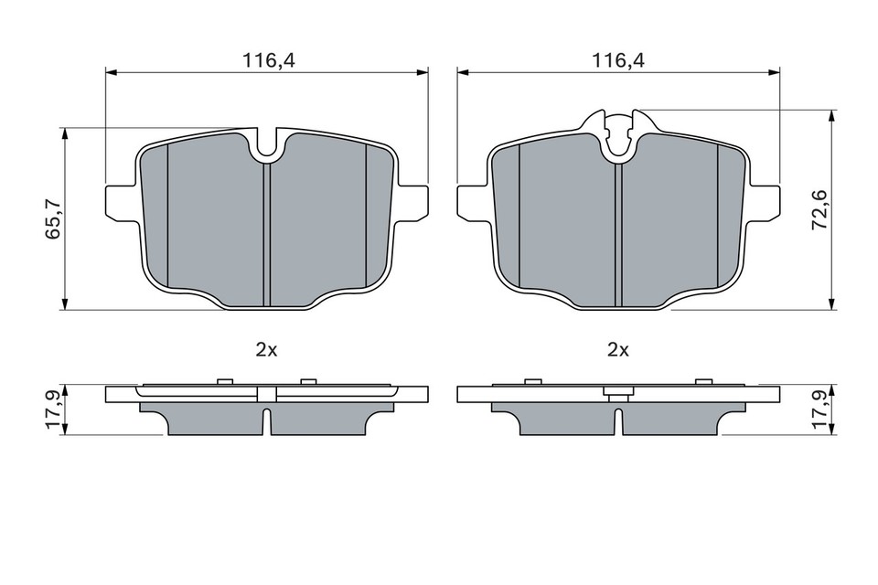 Brake Pads Set Rear 0986494900 Bosch 34208093728 34212284389 ...