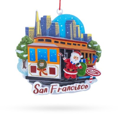 San Francisco Cable Car with Santa and City Skyline Resin Ornament | eBay