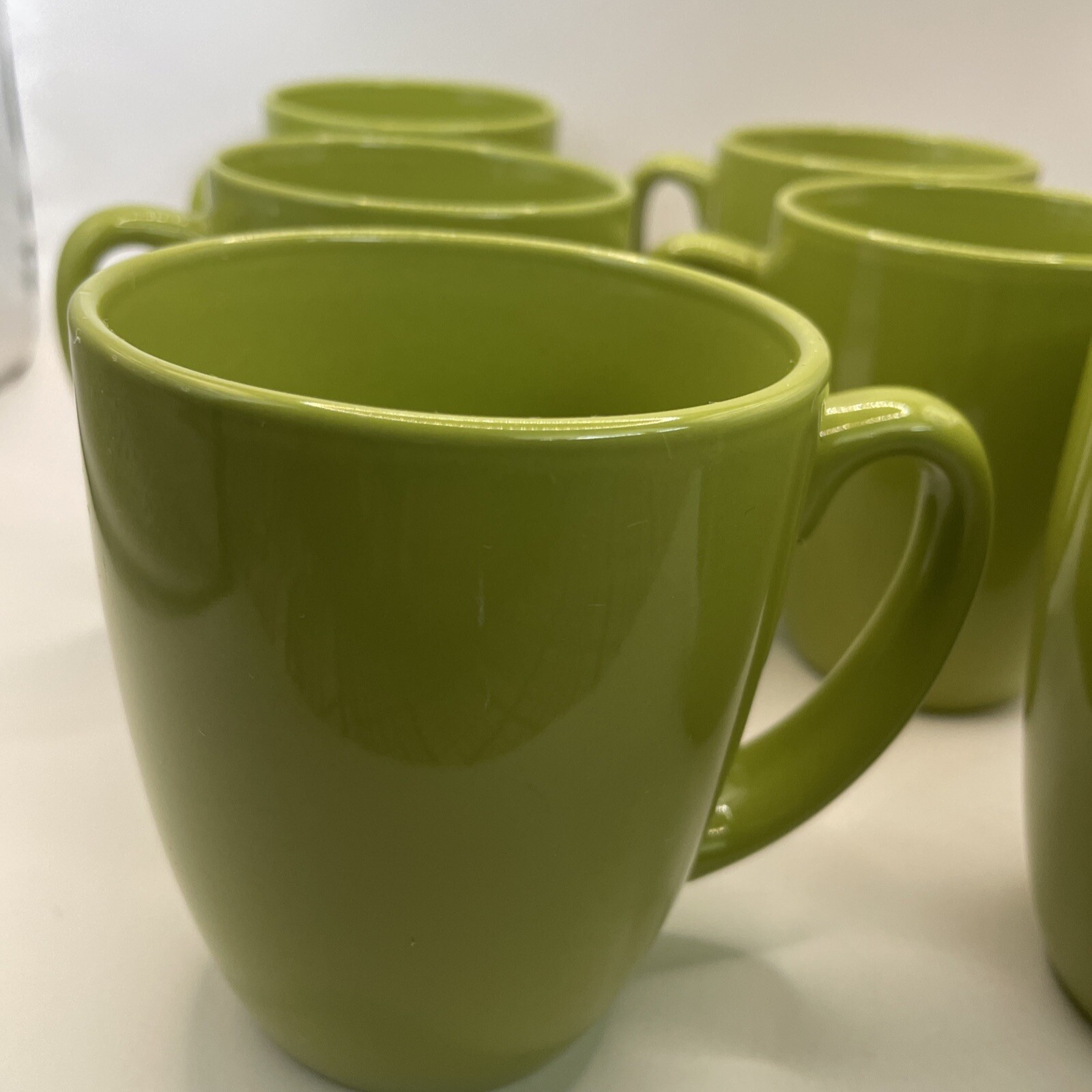 CORELLE Stoneware Lime Sage Green Coffee Mugs Lot Set of 6 | eBay
