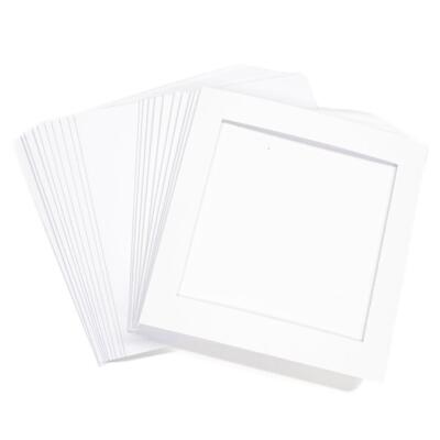 10 Small Square Square White Cards with Apertures - Aperture size: 89mm ...