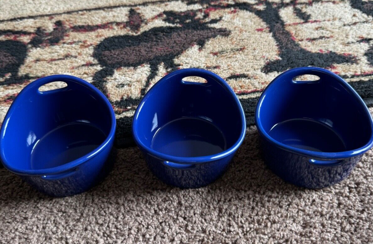 Rachael Ray Stoneware Cobalt Blue 10oz Baking Dishes Set Of 4 | eBay