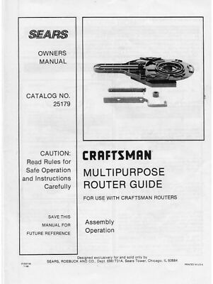 Multipurpose Router Guide Instruction Manual 1988 Craftsman Edge Guide ...