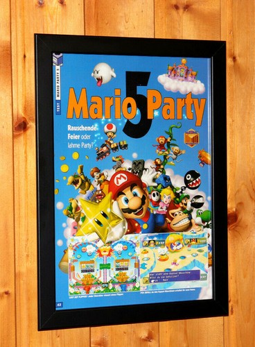 Mario Party 5 Rare Small Poster / Old Ad Page Framed GameCube, Arcade ...