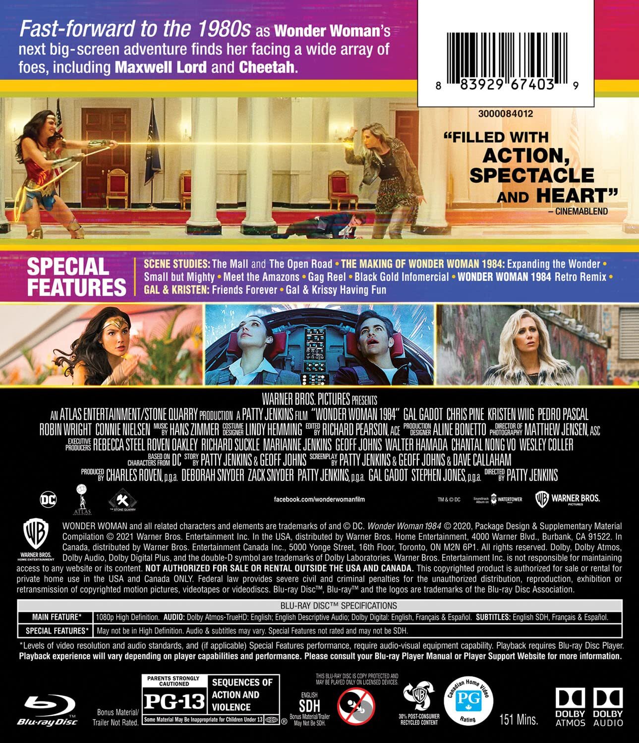 Wonder Woman 1984 (Blu-ray) Gal Gadot Chris Pine Kristen Wiig Pedro ...
