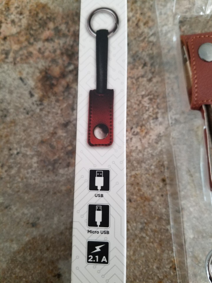 USB Keychain Charge & Sync Cable Keychain 2.1 A USB to Micro USB New ...