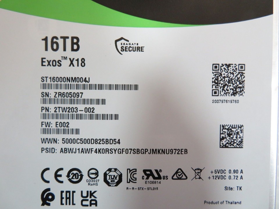 Seagate ST16000NM004J Exos X18 Hard Drive 16 TB 16TB HDD 512E 4KN SAS ...