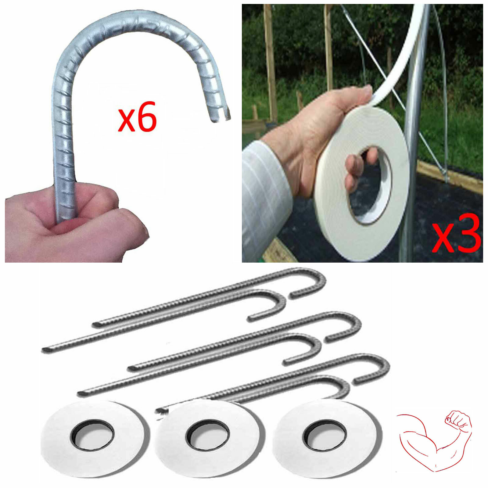 Polytunnel Greenhouse Anchor Ground Kit Anti Hot Spot Tape & 6 Pegs ...
