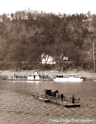 Old Flatboat Ferry on Kentucky River, High Bridge, KY 1907- Historic ...