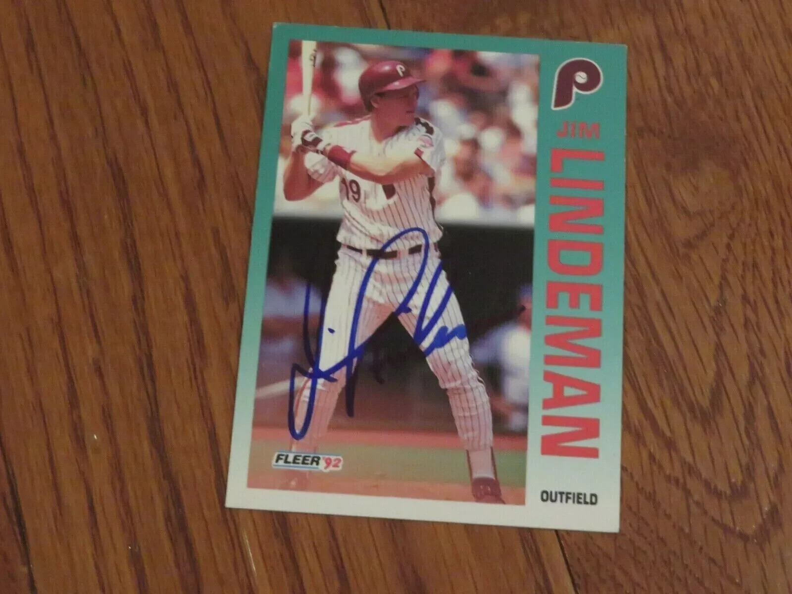 Jim Lindeman Autographed Hand Signed Card Fleer Philadelphia Phillies ...