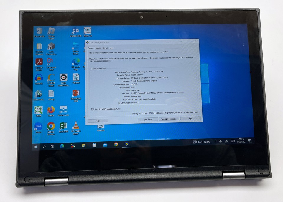 Lenovo 2-in-1 300e 81M9 Intel Pentium Silver N5000 CPU@1.10GHz 4 GB RAM ...