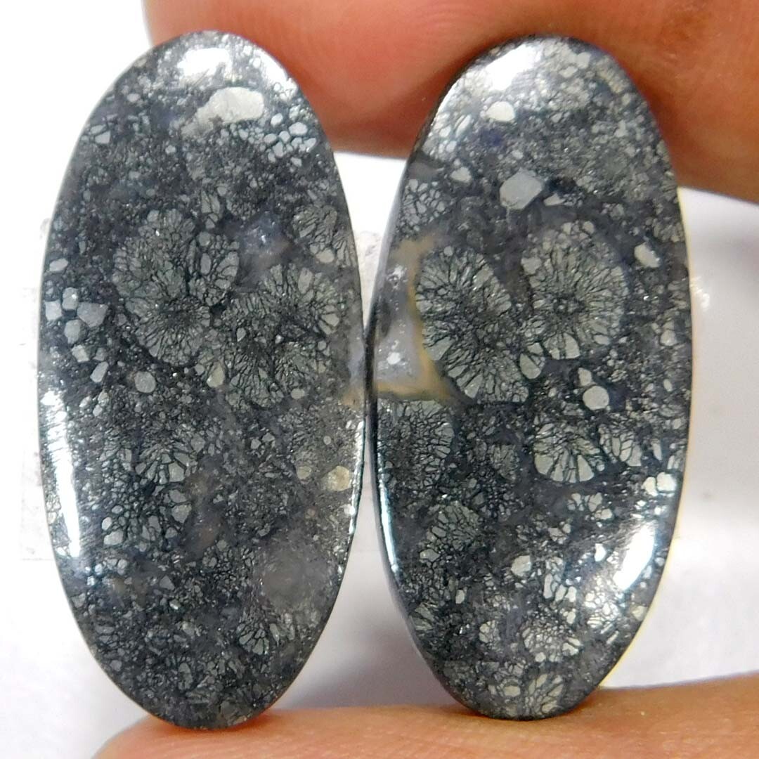 33.40Cts. Natural Unique Marcasite Matched pair Oval Cabochon Loose ...