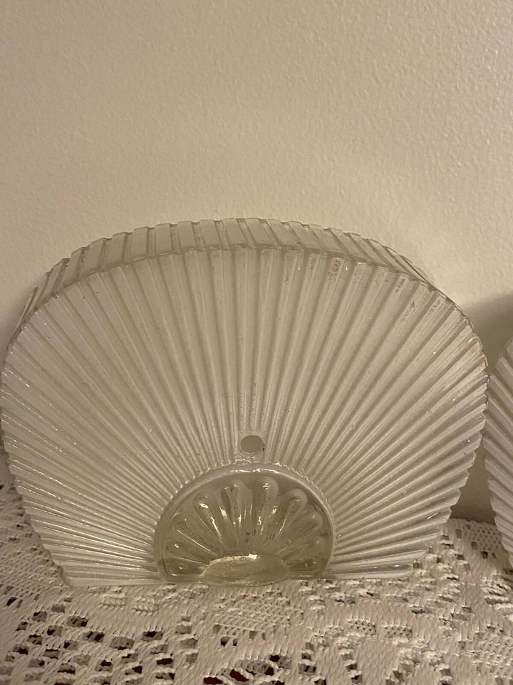 2 Vintage MCM Vanity Bathroom Wall Light Fixture Shell Shaped | eBay