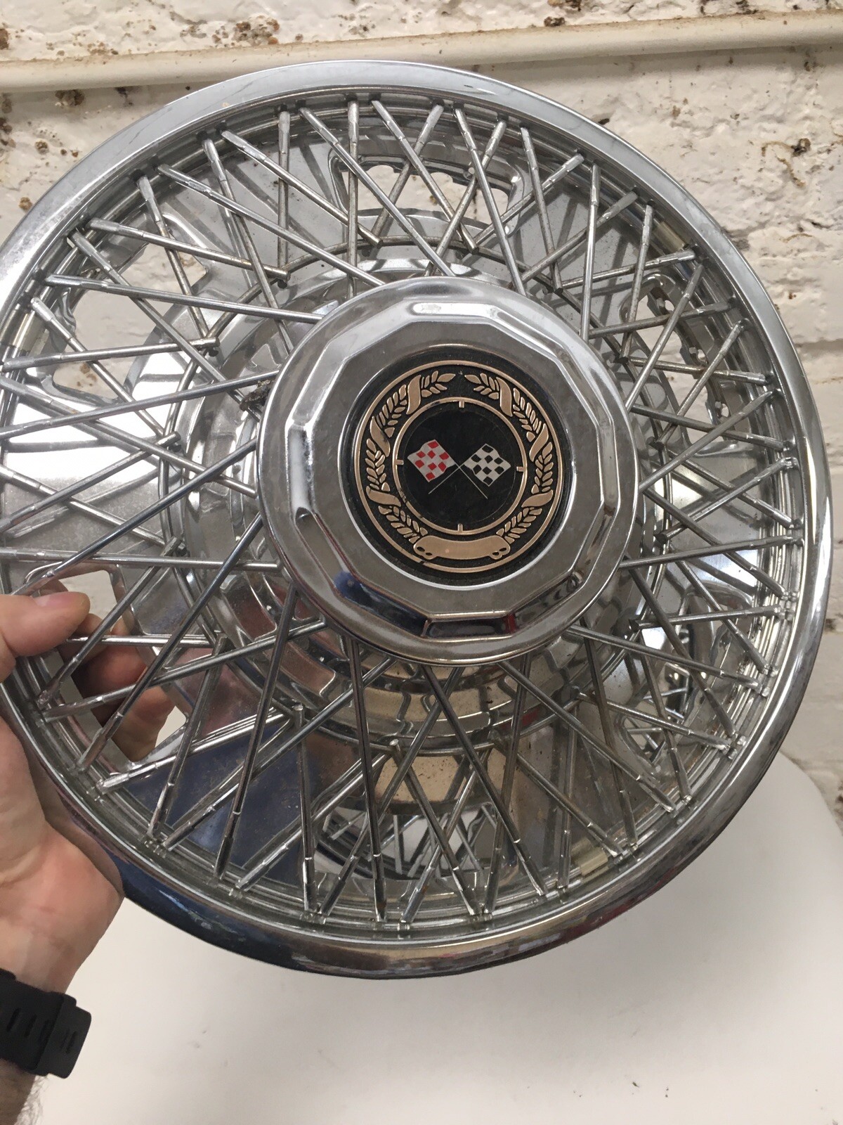 Set Vintage Chrome Chevrolet Chevy Hubcap Wire Spoke Wheel Cover 15 ...