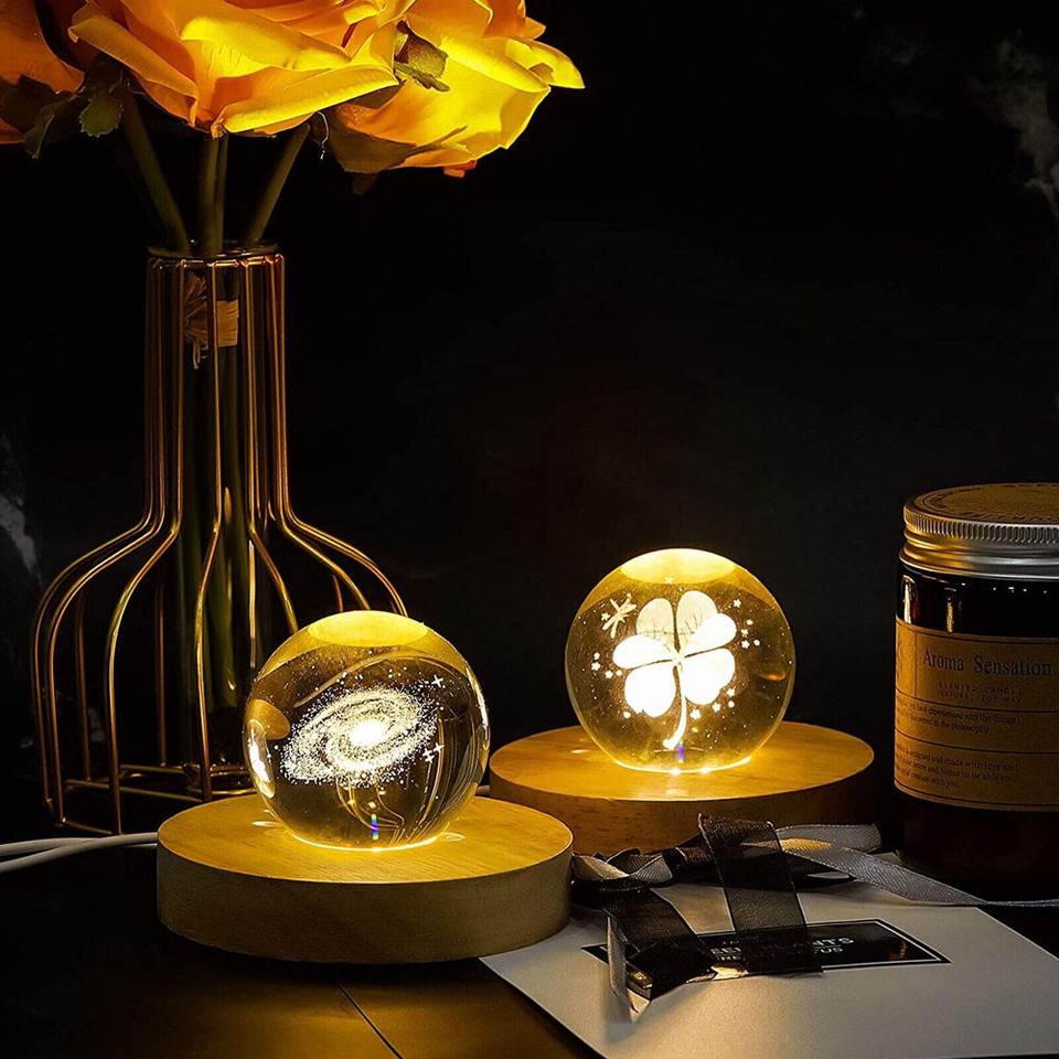 2PCS Wood LED Light Display Base for Glass Art/Paperweights Chaning ...