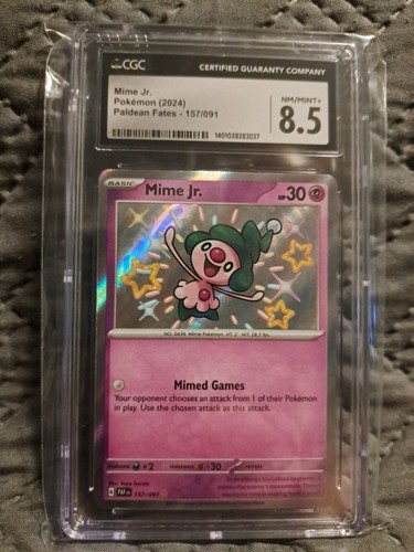 Pokémon TCG Mime Jr. Scarlet & Violet: Paldean Fates 157/091 Holo Shiny ...