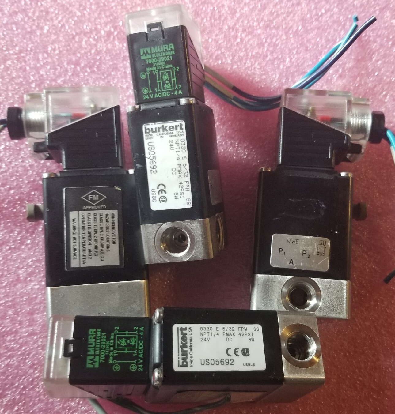 Burkert 3/2 Solenoid Valve 0330 E 5/32 FPM SS 1/4"NPT 42psi 24v ASCO ...