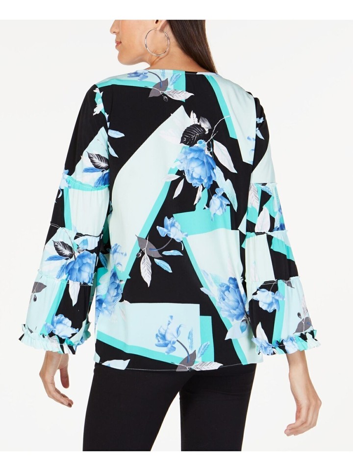 Alfani Top V Neck 3/4 Sleeves Floral Abstract Multi Size S NEW NWT 388 ...
