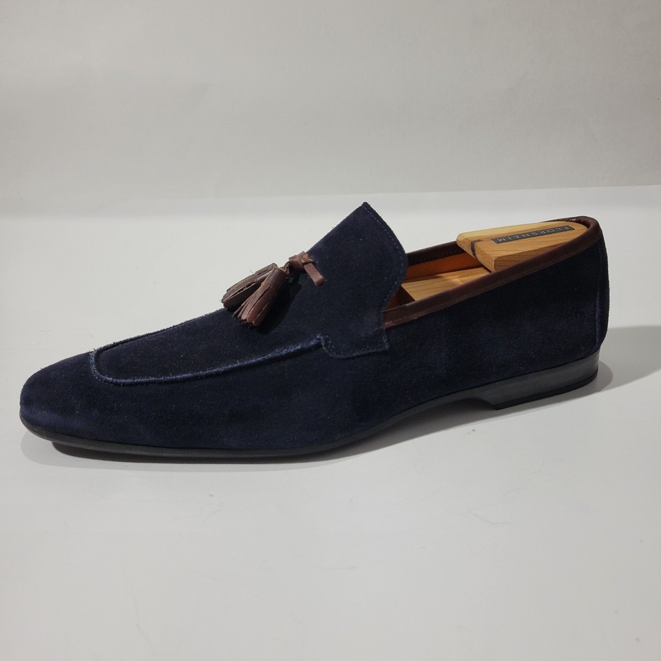 Magnanni Mens Slip On Blue Tasseled Suede Loafers Sz EU 45 USA 12 | eBay