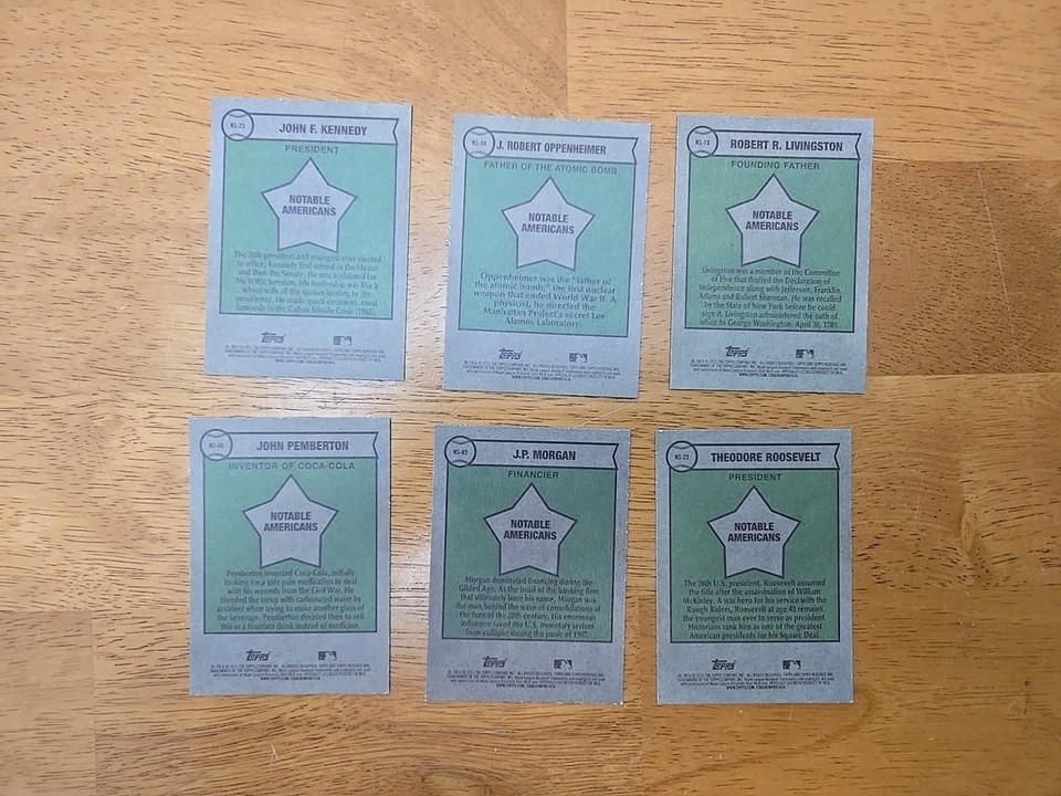 2025 Topps Heritage Notable Americans Lot Of 6 Includes JFK ...