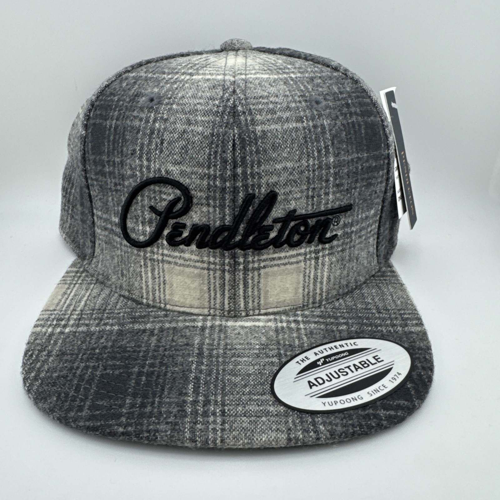 NWT Pendleton GRAY/BLACK/White PLAID WOOL Flat Brim Men's Women’s Hat Flat Bill | eBay