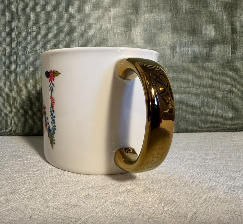 OPALHOUSE Monogram Initial Letter “N” Floral Coffee Mug 16 Oz Gold tone ...