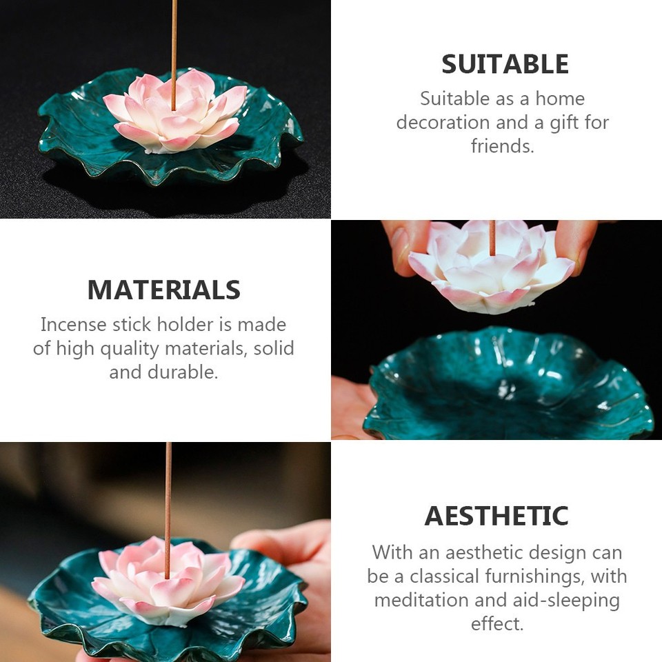Ceramic Incense Burner Lotus Shaped Aromatherapy Incense Stick Incense ...