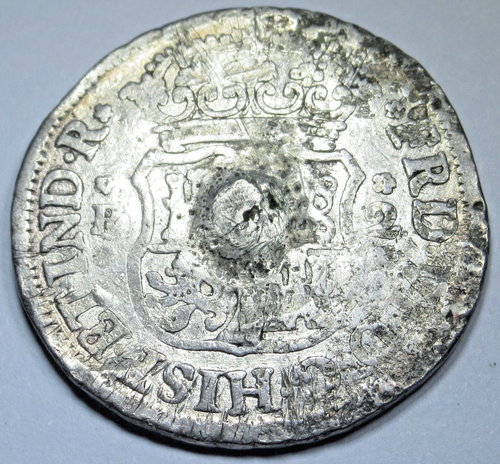 1757 Mexico Silver 2 Reales Genuine Spanish 1700's Pirate Treasure ...