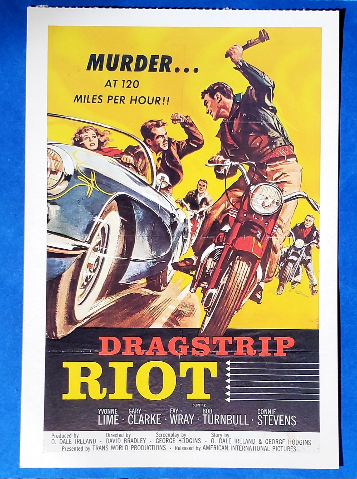 Postcard B Movie "Dragstrip Riot" 1958 8.5"x5.5" Fay Wray Connie ...