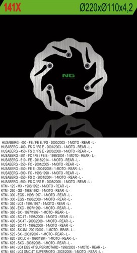 NG BREMSSCHEIBE HINTEN FÜR KTM / HUSABERG (220X110X4,2) WAVE (NG141 ...