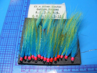21 x Silver Doctor Salmon Single Flies in Assorted Sizes on foam for ...
