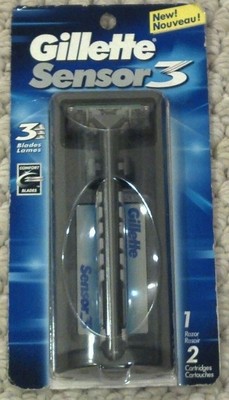 2003 Gillette Sensor3 Razor Metal Handle 2 Cartridges Fit Sensor 3 ...