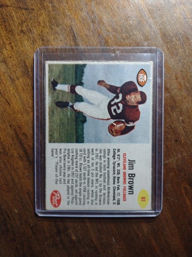 1962 Post Cereal 61 Jim Brown Cleveland Browns Rare No Creases Read | eBay