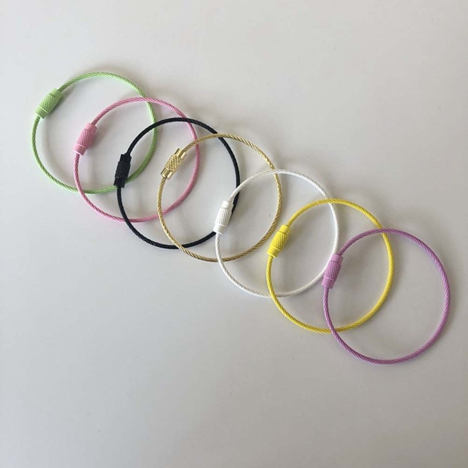 10 Pcs Heavy Duty Stainless Steel Wire Key Chain Luggage Tags Loops ...