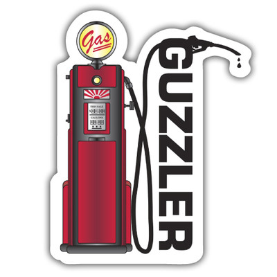 Gas guzzler american car or hotrod sticker 95mm high x 75mm wide retro ...