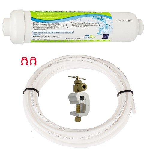 External Fridge Water Filter with Plumbing Fittings Connection Kit Self ...