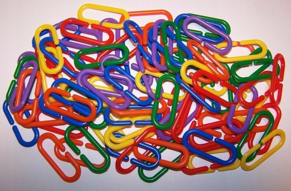 100 Durable Plastic Counting C Chain C-Links Sugar Glider Parrot Bird ...