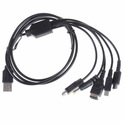 5 Pack 5-in-1 USB Charging Cable for GBA SP DS Lite DSi 3DS Wii U Game ...