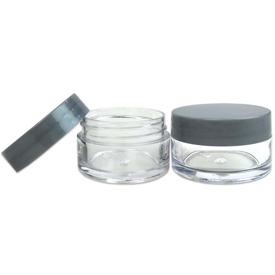 24 Pieces 20G/20ML Round Clear Cosmetic Cream Sample Jars Gray Lids BPA ...
