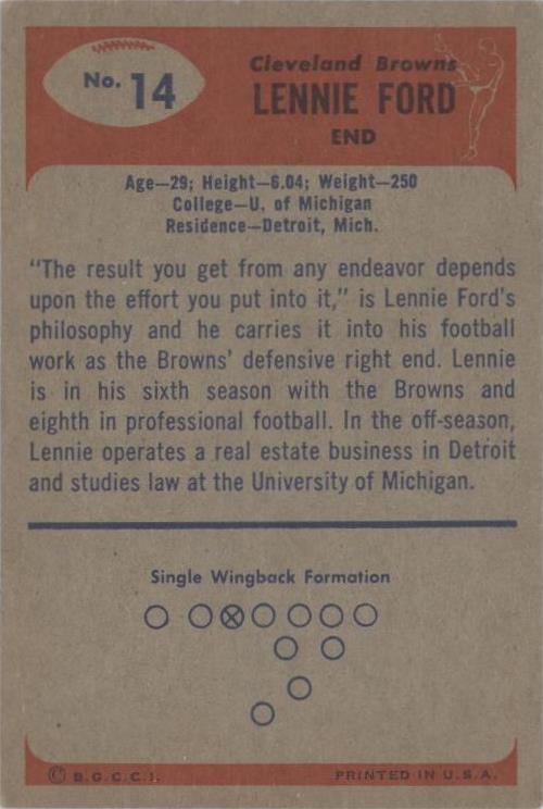 Las mejores ofertas en 1955 Bowman Len Ford #14 | eBay