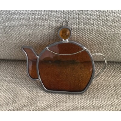 Glass Amber Tea Pot Ornament or Sun Catcher 3.75” H | eBay