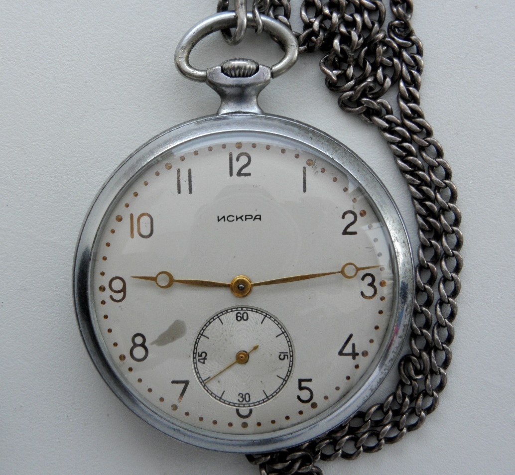 RARE BRAND ISKRA 4Q-1955 POCKET WATCH MOLNIJA 2MWF SOVIET RUSSIAN USSR ...